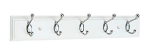 creathome 27" hadi hookrail with five hooks, white board and chrome powder coated hook (2 pcs package)