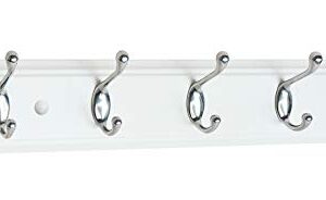 Creathome 27" Hadi Hookrail with Five Hooks, White Board and Chrome Powder Coated Hook (2 Pcs Package)