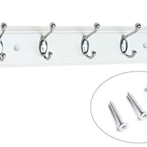 Creathome 27" Hadi Hookrail with Five Hooks, White Board and Chrome Powder Coated Hook (2 Pcs Package)