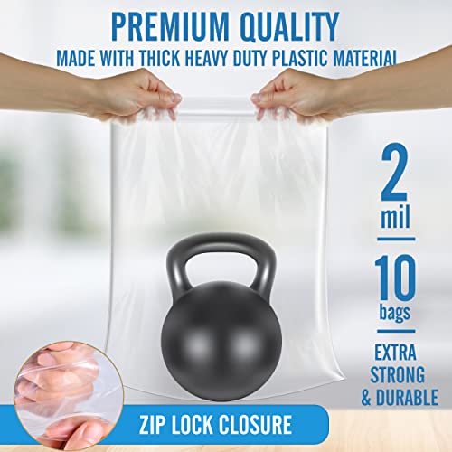 [ 10 COUNT ] JUMBO SIZE - BIG - 8 GALLON - HUGE Resealable Bag with Zipper Top for Storage - X-Large Size for Seasonal Clothing, Blanket, Bedding, Towels at Home, Travel, Moving, or On the Go - 22" x 24"