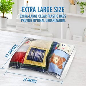 [ 10 COUNT ] JUMBO SIZE - BIG - 8 GALLON - HUGE Resealable Bag with Zipper Top for Storage - X-Large Size for Seasonal Clothing, Blanket, Bedding, Towels at Home, Travel, Moving, or On the Go - 22" x 24"