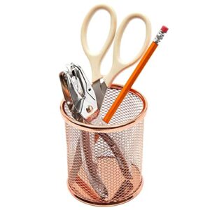 Rose Gold Desk Organizer Set for Home and Office Supplies, Accessories with Pen, Pencil, Business Card, Note, and Clip Holders