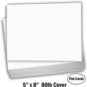 Hamilco Blank Index Cards 5 x 8 Card Stock 80lb Cover White Cardstock Paper - 100 Pack