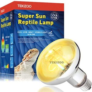 tekizoo uva uvb sun lamp high intensity self-ballasted heat basking lamp/light/bulb for reptile and amphibian (125w)