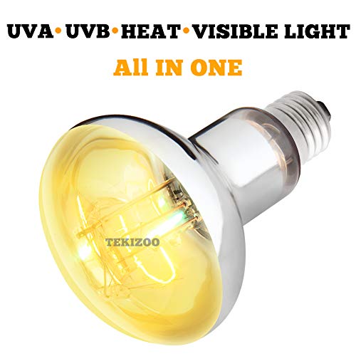 TEKIZOO UVA UVB Sun Lamp High Intensity Self-Ballasted Heat Basking Lamp/Light/Bulb for Reptile and Amphibian (125W)