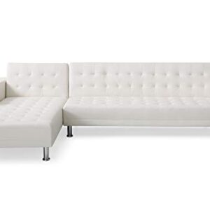 Greatime Faux Leather Reversible Sleeper Sofa & Chaise/Leatherette Convertible Section Sofa