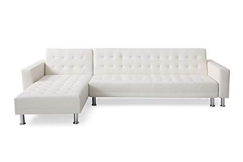 Greatime Faux Leather Reversible Sleeper Sofa & Chaise/Leatherette Convertible Section Sofa