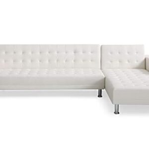 Greatime Faux Leather Reversible Sleeper Sofa & Chaise/Leatherette Convertible Section Sofa