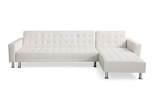 Greatime Faux Leather Reversible Sleeper Sofa & Chaise/Leatherette Convertible Section Sofa