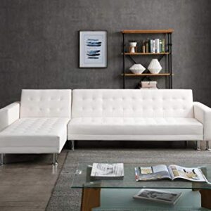 Greatime Faux Leather Reversible Sleeper Sofa & Chaise/Leatherette Convertible Section Sofa