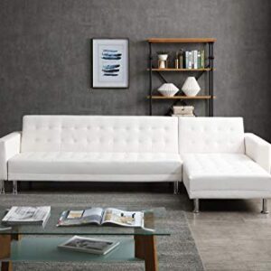 Greatime Faux Leather Reversible Sleeper Sofa & Chaise/Leatherette Convertible Section Sofa