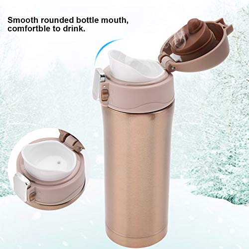 Vacuum Bottle, Stainless Steel Vacuum Thermos Insulated Water Bottle Travel Mug Coffee Tea Cup 350ml, Insulated Travel Mug, Thermos Bottle(Golden)