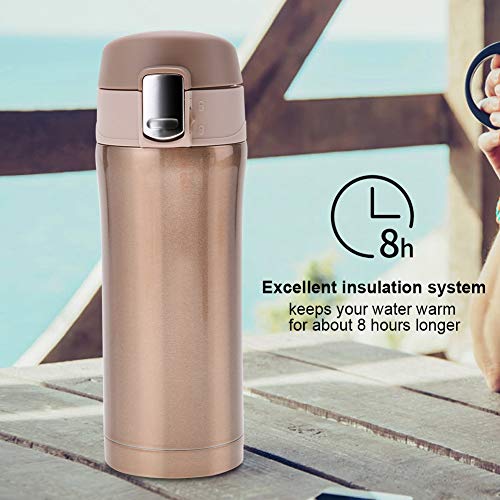 Vacuum Bottle, Stainless Steel Vacuum Thermos Insulated Water Bottle Travel Mug Coffee Tea Cup 350ml, Insulated Travel Mug, Thermos Bottle(Golden)