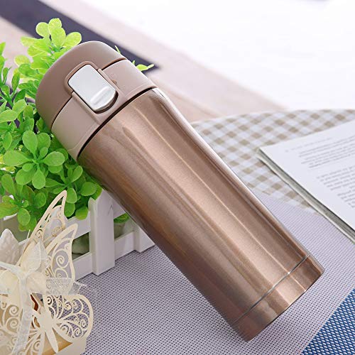 Vacuum Bottle, Stainless Steel Vacuum Thermos Insulated Water Bottle Travel Mug Coffee Tea Cup 350ml, Insulated Travel Mug, Thermos Bottle(Golden)