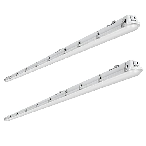 hykolity 8FT LED Vapor Tight Light, 65/75/90W Vapor Light Fixture, [4-lamp F32T8 Equiv.] 3000K/4000K/5000K CCT Selectable, 130lm/W, Waterproof Shop Light for Parking Carport Car Wash, 2 Pack