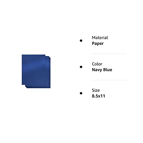 Navy Blue Shimmer Paper - 100-Pack Metallic Cardstock Paper, 92 lb Cover, Double Sided, Printer Friendly - Perfect for Weddings, Birthdays, Craft Use, Letter Size Sheets, 8.5 x 11 Inches