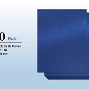 Navy Blue Shimmer Paper - 100-Pack Metallic Cardstock Paper, 92 lb Cover, Double Sided, Printer Friendly - Perfect for Weddings, Birthdays, Craft Use, Letter Size Sheets, 8.5 x 11 Inches