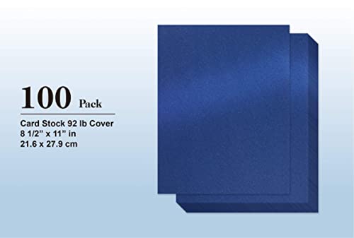 Navy Blue Shimmer Paper - 100-Pack Metallic Cardstock Paper, 92 lb Cover, Double Sided, Printer Friendly - Perfect for Weddings, Birthdays, Craft Use, Letter Size Sheets, 8.5 x 11 Inches