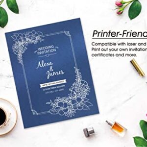 Navy Blue Shimmer Paper - 100-Pack Metallic Cardstock Paper, 92 lb Cover, Double Sided, Printer Friendly - Perfect for Weddings, Birthdays, Craft Use, Letter Size Sheets, 8.5 x 11 Inches