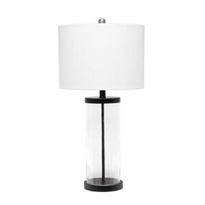 elegant designs lt3323-blk modern coastal style enclosed clear glass metal table lamp, black