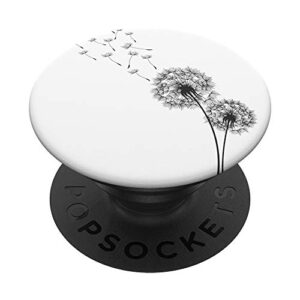 black and white dandelion pop mount socket cellphone holder popsockets popgrip: swappable grip for phones & tablets