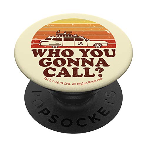 Ghostbusters Who You Gonna Call Retro Stripes PopSockets Grip and Stand for Phones and Tablets