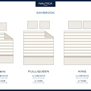 Nautica - King Size Comforter Set, Cotton Reversible Bedding with Matching Shams, Ideal Home Decor for All Seasons (Saybrook Beige, King)