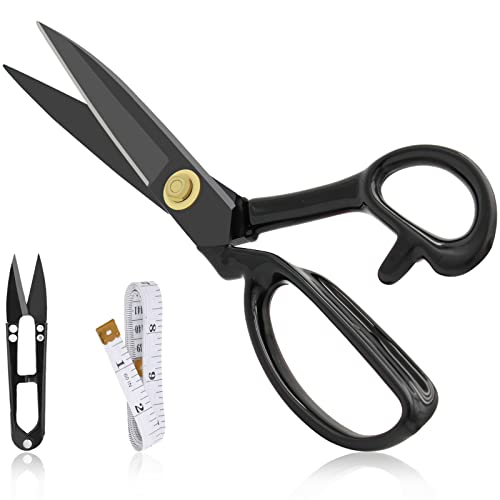 Left-Handed Sewing Scissors 10 Inch(25.5cm) - Fabric Dressmaking Shears, Lefty Tailor's Scissors for Cutting Fabric, Leather, Clothes, Paper, Raw Materials (Black)