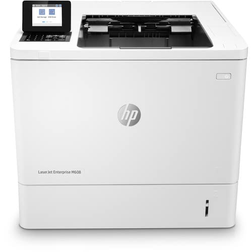 HEWLETT PACKARD Laserjet Enterprise M608dn Monochrome Laser Printer (K0Q18A) with Power Strip Surge Protector and Electronics Basket Microfiber Cleaning Cloth