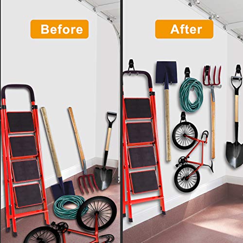 Garage Hooks, Inteli-topia Steel Garage Storage Hooks Utility Double Heavy Duty for Organizing Power Tools, Ladders, Bikes, Bulk Items, Pack of 10