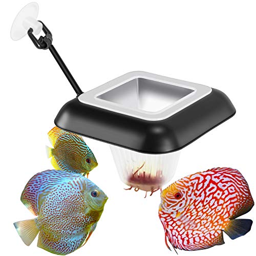 Fischuel Aquarium Feeding Ring Floating Rings Food Feeder Feeding Trough Square with Suction Cup for Fish Feeder with Blood Worms Meal Worms