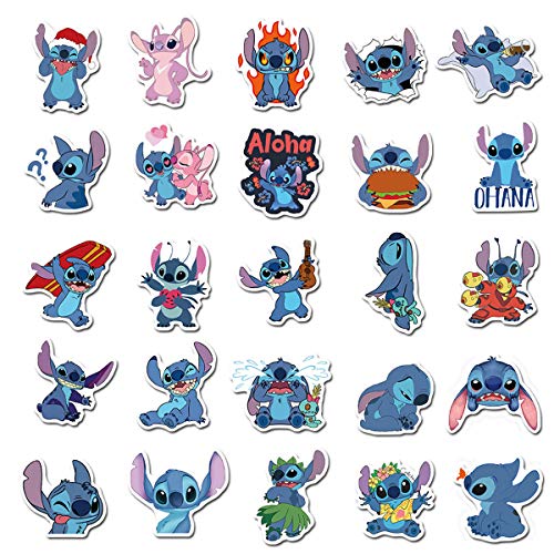 50Pcs Lilo & Stitch Stickers Waterproof Vinyl Stickers for Water Bottle Luggage Bike Car Decals (Stitch)