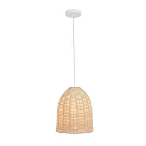 Elegant Designs PT1007-NAT Elongated Coastal Dome Rattan Downlight Pendant, Natural