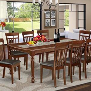 East West Furniture DOCA9-MAH-LC Dining Room Table Set, 9, Mahogany