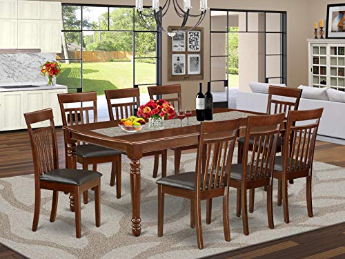 East West Furniture DOCA9-MAH-LC Dining Room Table Set, 9, Mahogany