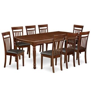 East West Furniture DOCA9-MAH-LC Dining Room Table Set, 9, Mahogany