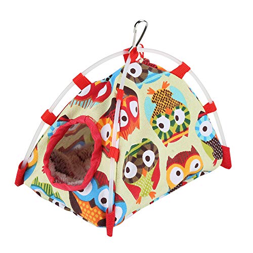 Sheens Parrot Hut Windproof House Bird Hanging Hammock Toy for Parakeet Cockatiel Cockatoo Conure(Owl S)