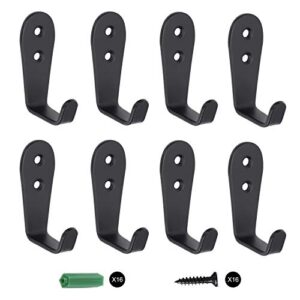 manmilai wall hooks 8 pcs,coat hooks, stainless steel hook, garage, luggage key hook, bathroom kitchen dining room,heavy duty, indoor and outdoor hooks (black)