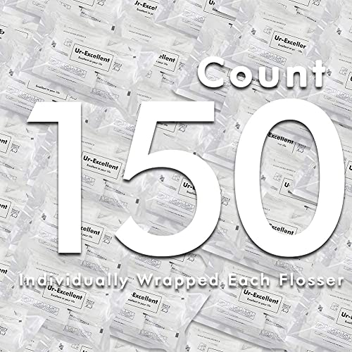 150 Count Dental Flossers Each Individually Wrapped , Floss Singles Bag, Travel Hotel Restaurant Office Car Dental Floss, Floss Picks Oral Care Teeth Clean Flat Wire