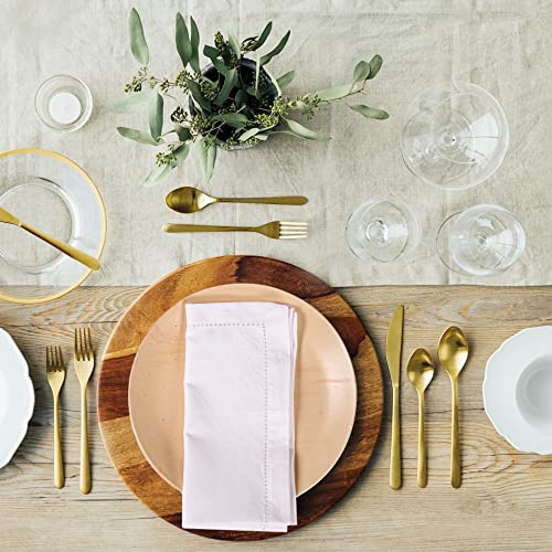 12-Pack Hemstitched Dinner Napkins Oversized 20x20 - Cotton Fabric Tailored with Mitered Corner - Ideal for Events and Regular Use - White