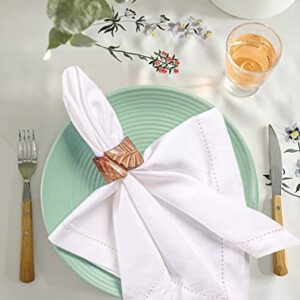 12-Pack Hemstitched Dinner Napkins Oversized 20x20 - Cotton Fabric Tailored with Mitered Corner - Ideal for Events and Regular Use - White