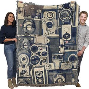 Pure Country Weavers Vintage Cameras Blanket by Thomas Brown - Gift Photography Tapestry Throw Woven from Cotton - Made in The USA (72x54)