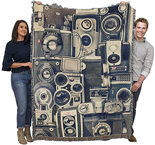 Pure Country Weavers Vintage Cameras Blanket by Thomas Brown - Gift Photography Tapestry Throw Woven from Cotton - Made in The USA (72x54)