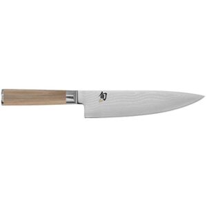 shun cutlery classic blonde chef's knife 8”, thin, light kitchen knife, ideal for all-around food preparation, authentic, handcrafted japanese, professional chef knife