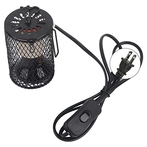 Reptile Anti-Scald Lampshade and Heat Emitter Set Reptile Heat Lamp with Guard for Turtles Chicks Lizard Snake (Black)