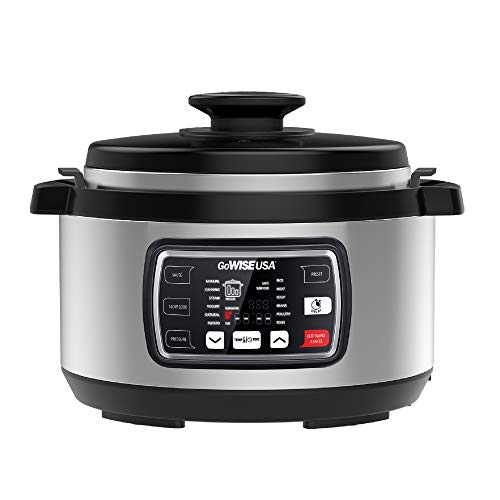 GoWISE USA GW22708 Ovate 8.5-Qt 12-in-1 Electric Pressure Cooker Oval with Slow Cook, Rice, Yogurt, Egg, Saute, Steamer, Keep Warm Functions + Accessories & Recipes, Stainless Steel