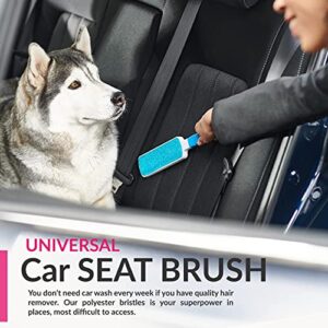 WELLTED Pet Hair Remover for Couch Furniture Clothing Car Seat Lint Brush - Fur Remover - Fur & Lint Removal - Dog & Cat Hair Remover - Double-Sided Brush with Self-Cleaning Base (Blue)