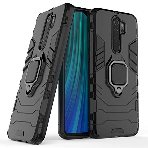 DWAYBOX Case for Xiaomi Redmi Note 8 Pro Ring Holder Iron Man Design 2 in 1 Hybrid Heavy Duty Armor Hard Back Case Cover Compatible with Xiaomi Redmi Note 8 Pro 6.53 Inch (Black)