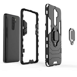 DWAYBOX Case for Xiaomi Redmi Note 8 Pro Ring Holder Iron Man Design 2 in 1 Hybrid Heavy Duty Armor Hard Back Case Cover Compatible with Xiaomi Redmi Note 8 Pro 6.53 Inch (Black)