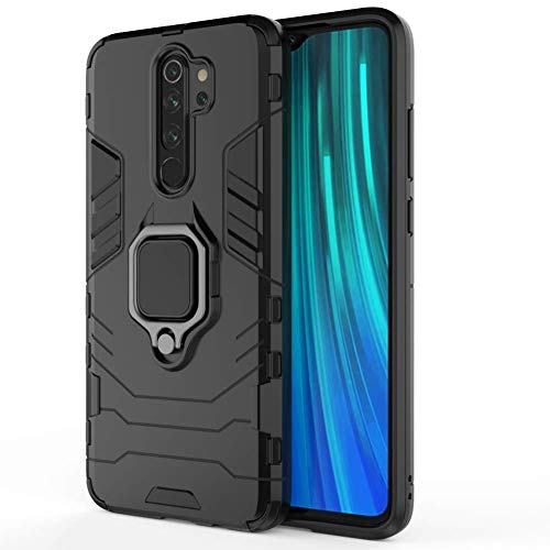 DWAYBOX Case for Xiaomi Redmi Note 8 Pro Ring Holder Iron Man Design 2 in 1 Hybrid Heavy Duty Armor Hard Back Case Cover Compatible with Xiaomi Redmi Note 8 Pro 6.53 Inch (Black)